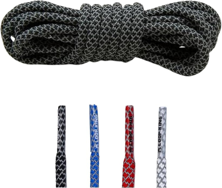 Black 3M Rope Shoelaces | Loop King Laces | Black Reflective Shoe Laces